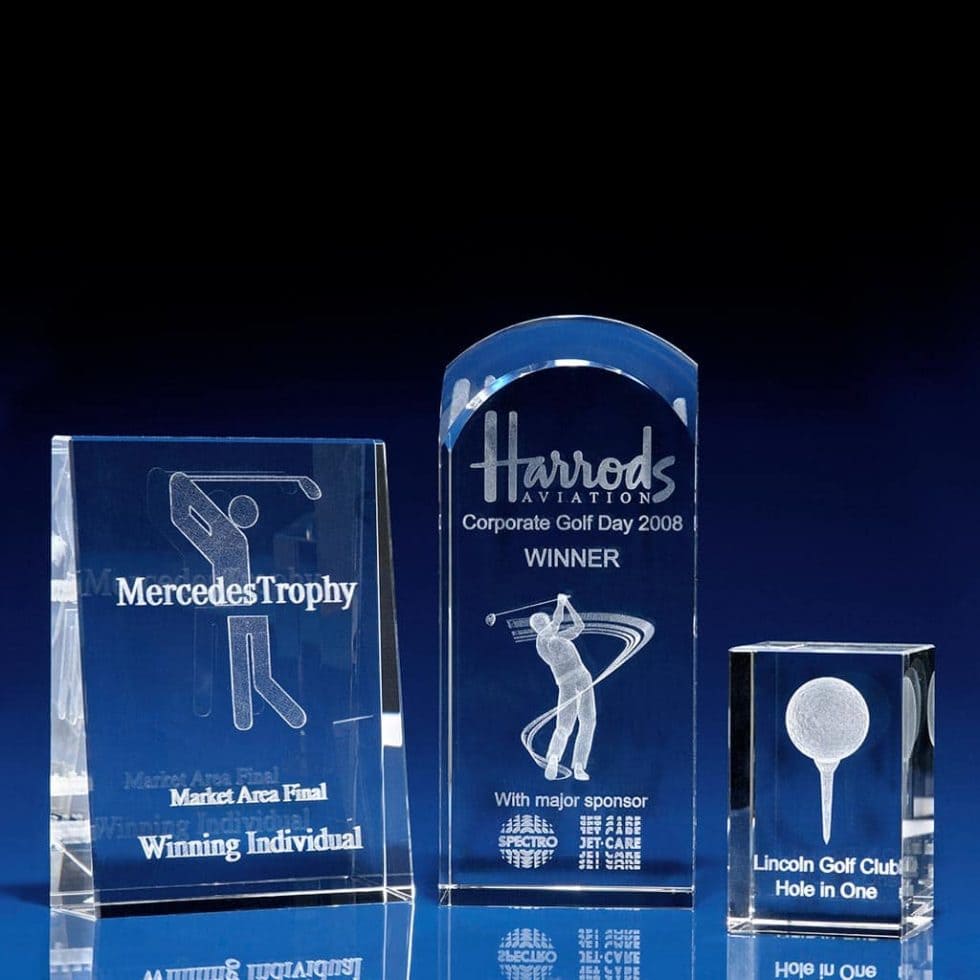 Glass Golf Trophies | Personalised & Engraved Trophies | Laser Crystal