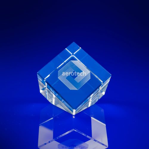 Cube Slant Crystal Award | 3D Engraved Crystal Awards | Laser Crystal