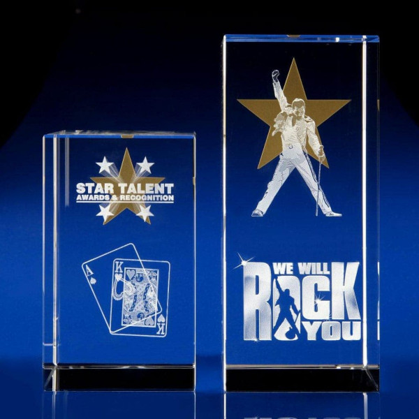 Gold Star Crystal Paperweight | 3D Engraved Paperweights | Laser Crystal